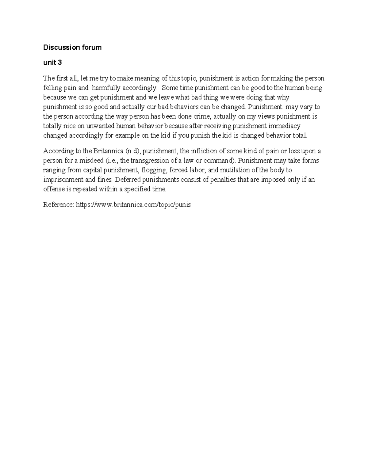 Discussion forum unit 3 pysc - Discussion forum unit 3 The first all, let me try to make meaning ...