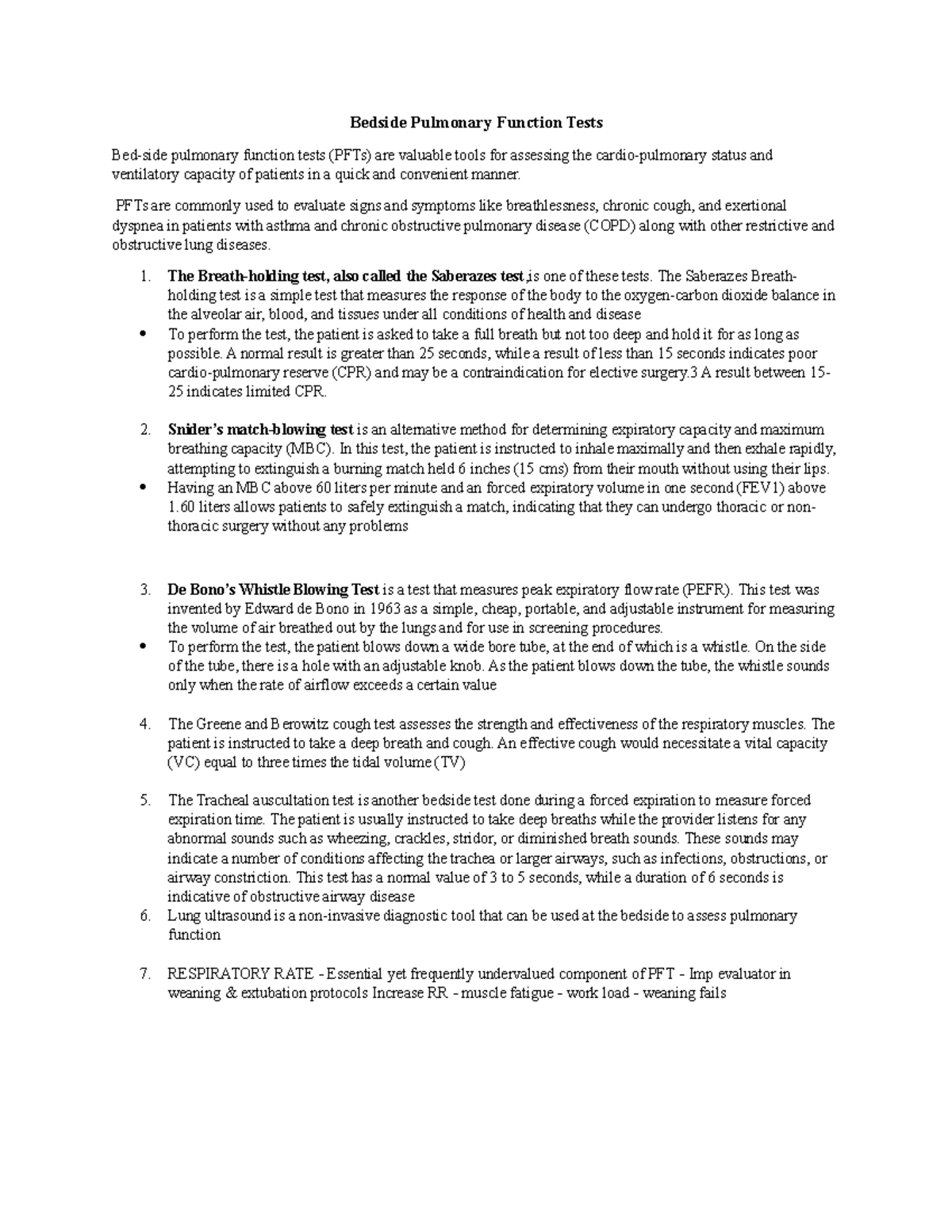 Bedside Pulmonary Function Tests - Bedside Pulmonary Function Tests Bed ...