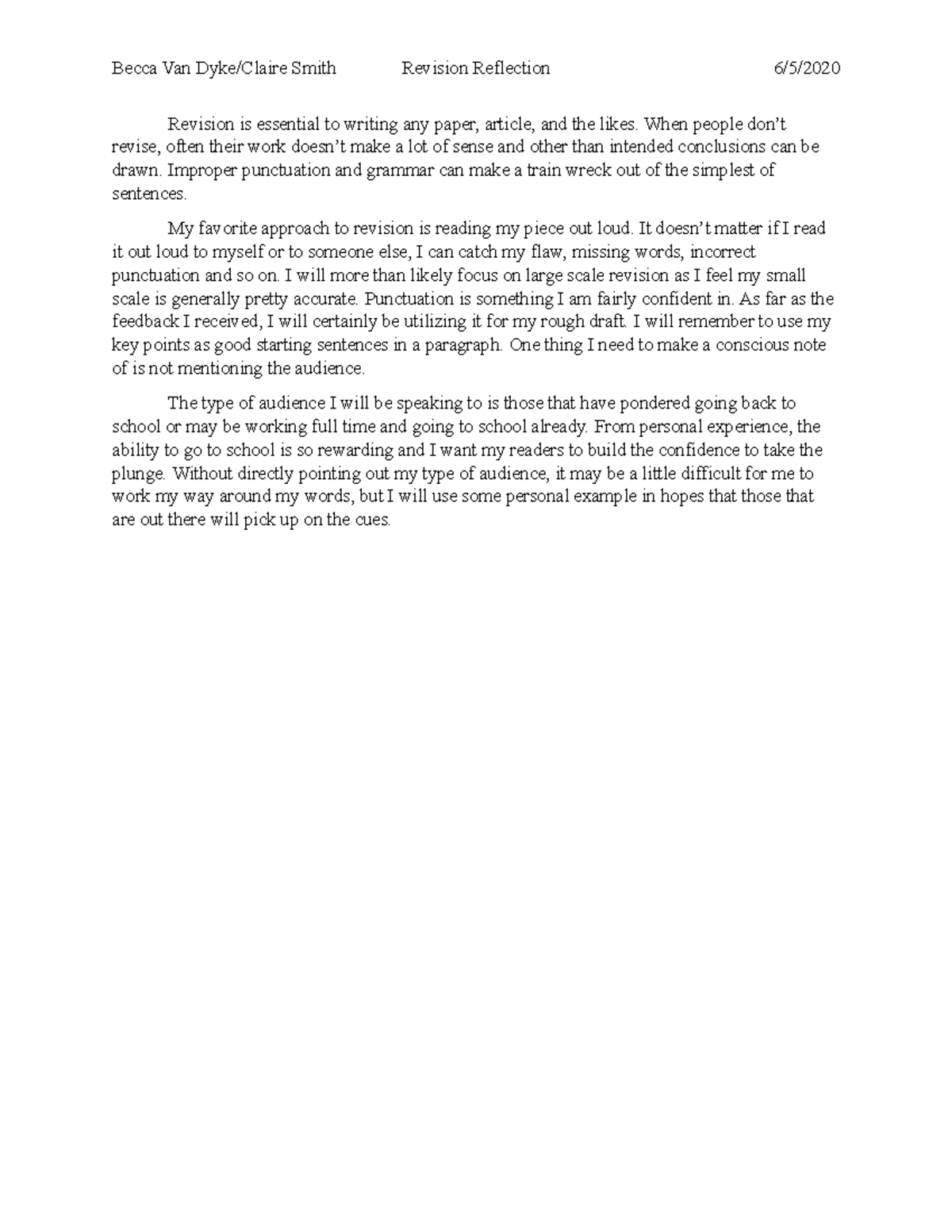 Revision Reflection - ENG122 - SNHU - Studocu