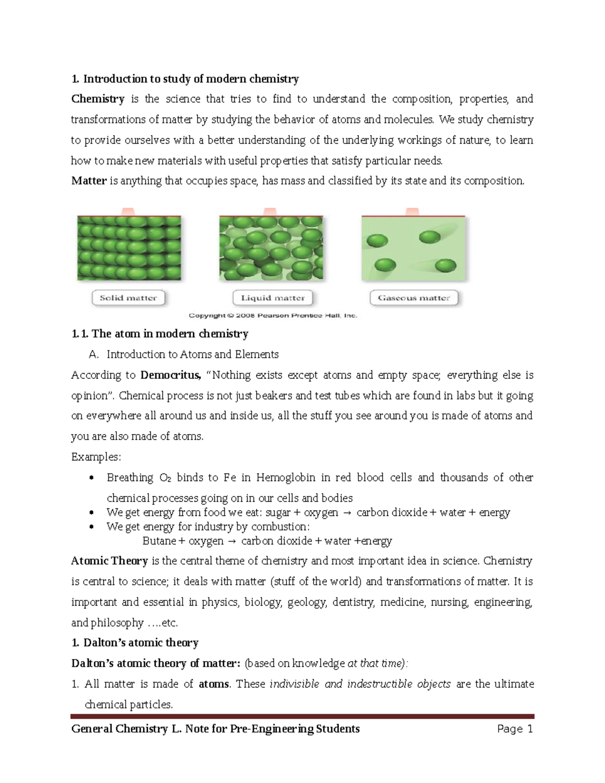 Chemistry Handout - Introduction to study of modern chemistry Chemistry ...