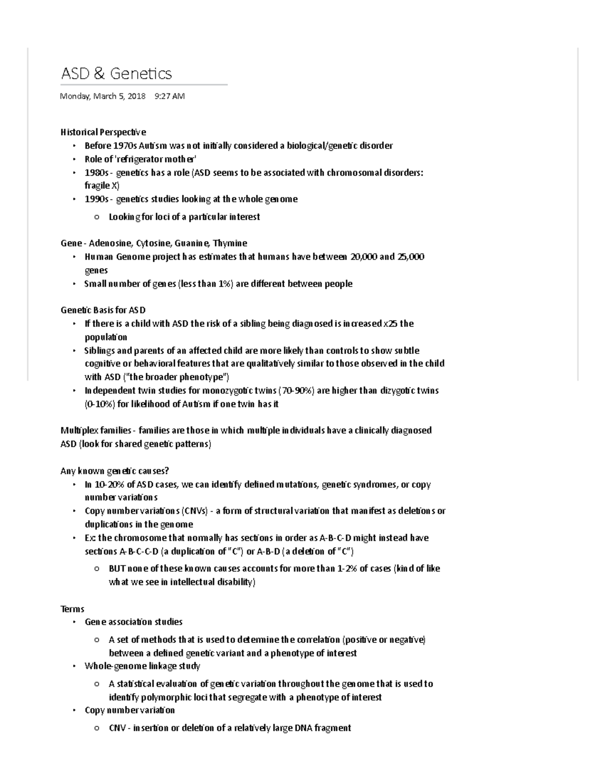 Asd And Genetics Lecture Notes Week 6 Warning Tt Undefined Function