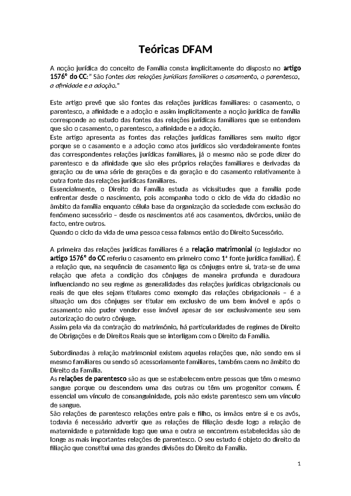 Teóricas DFAM materia toda - Teóricas DFAM A noção jurídica do conceito ...