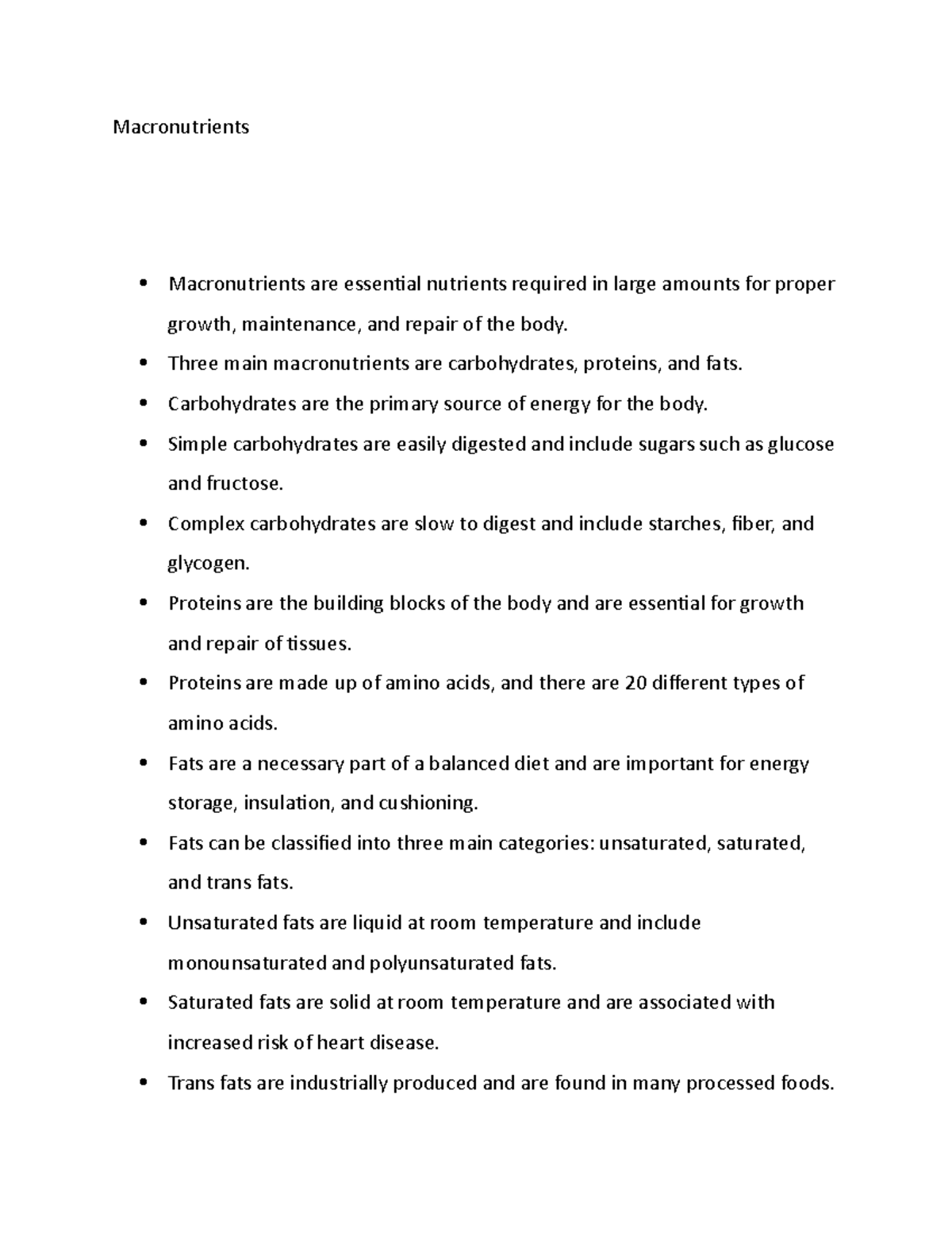 Macronutrients Notes Macronutrients Macronutrients Are Essential