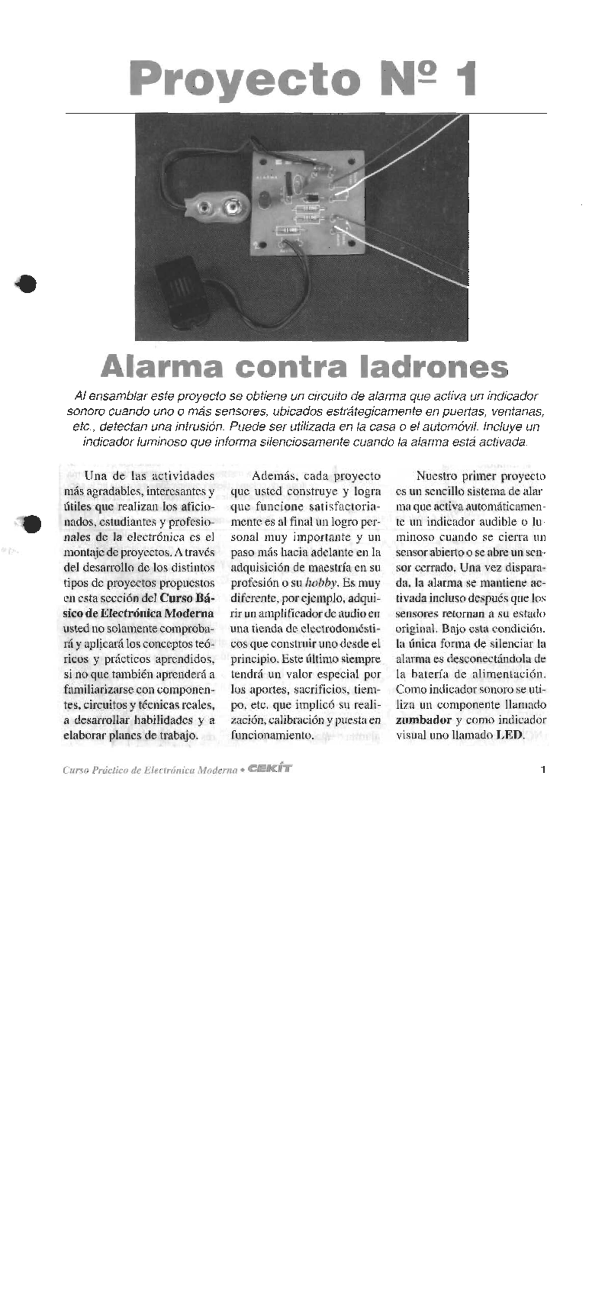Curso practico de electronica moderna. Proyectos - Cekit- Freelibros - Proyecto 1 Alarma contra ...