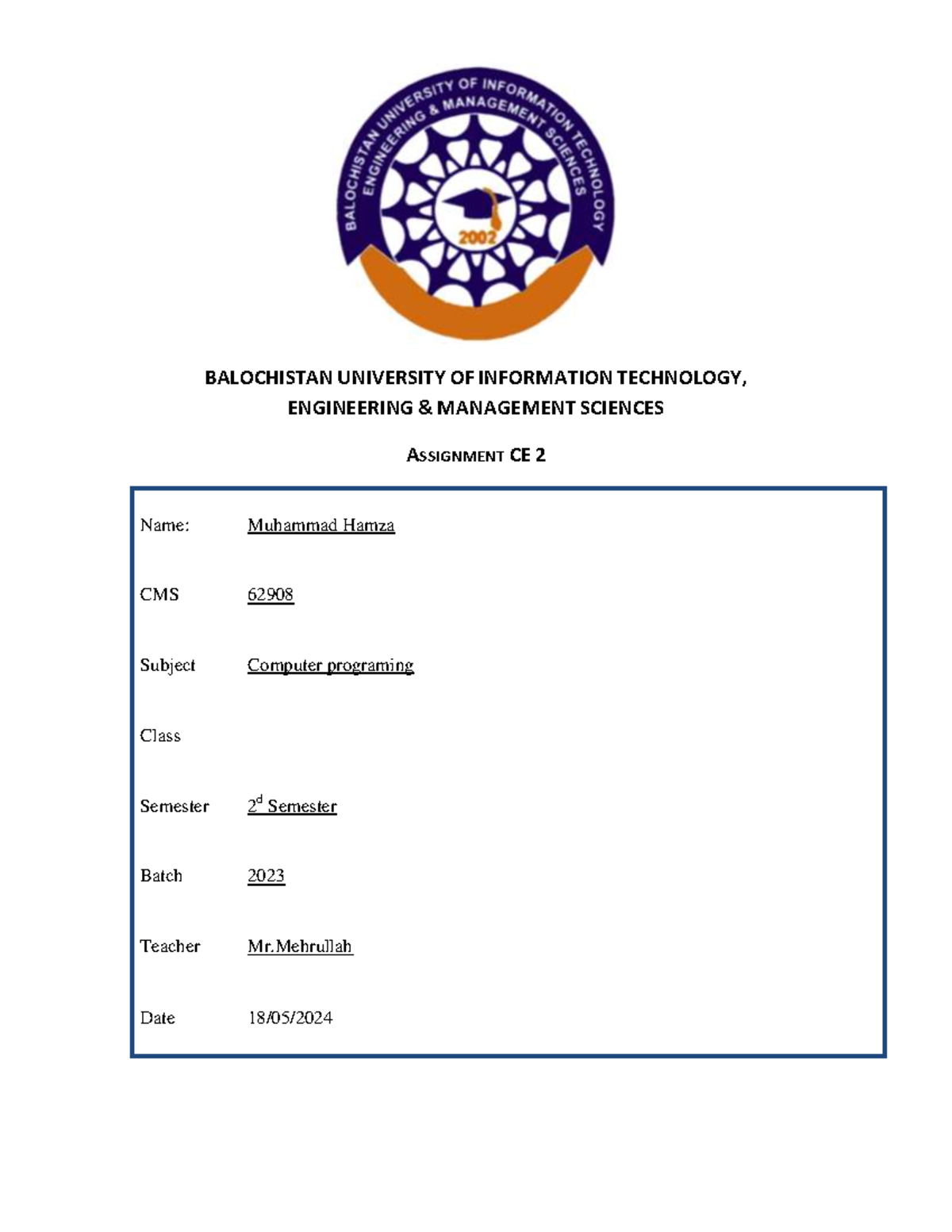 62908-Muhammad Hamza-CE-2-CP ass 1 - Conceptual Understanding of Borders and Borderlands - Studocu