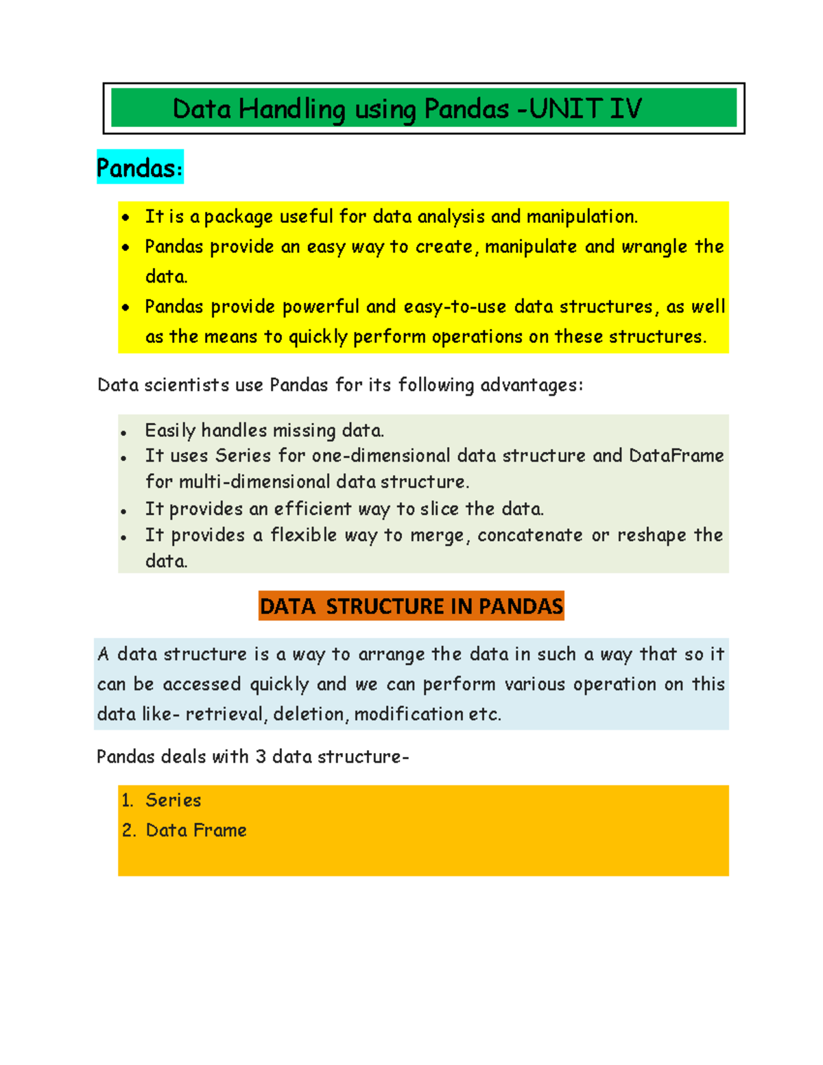 Data Handlinng Using Pandas-I (1) - Pandas: Data scientists use Pandas ...