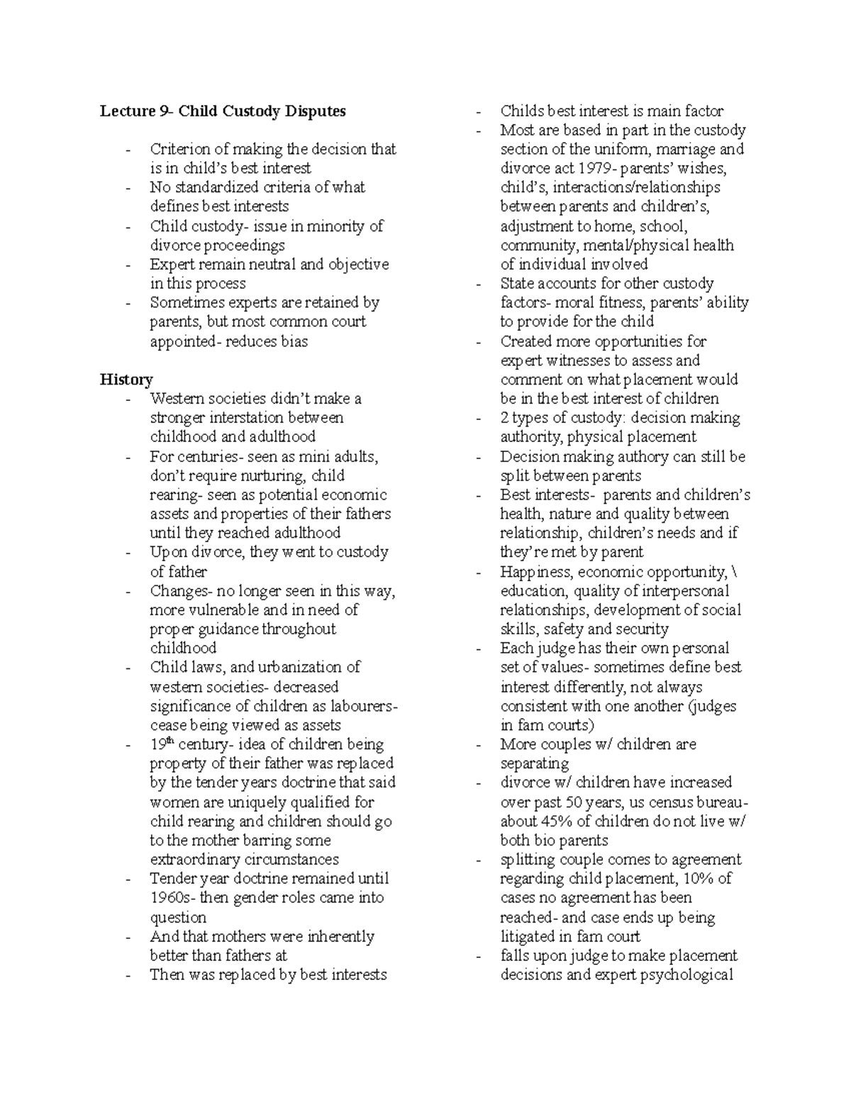 Lecture 9- Child Custody Disputes - Lecture 9- Child Custody Disputes ...
