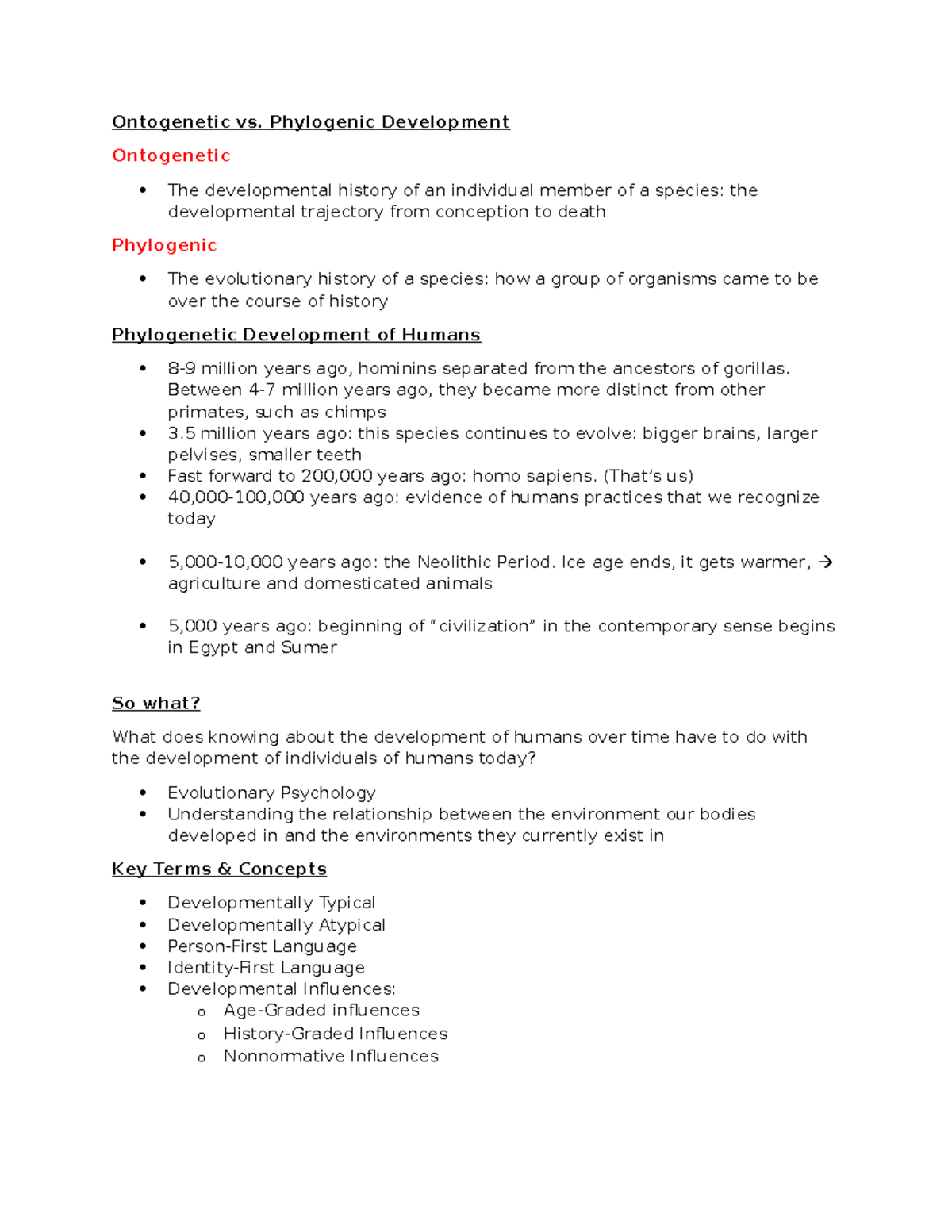 Introduction to the Study of Human Development - Ontogenetic vs ...