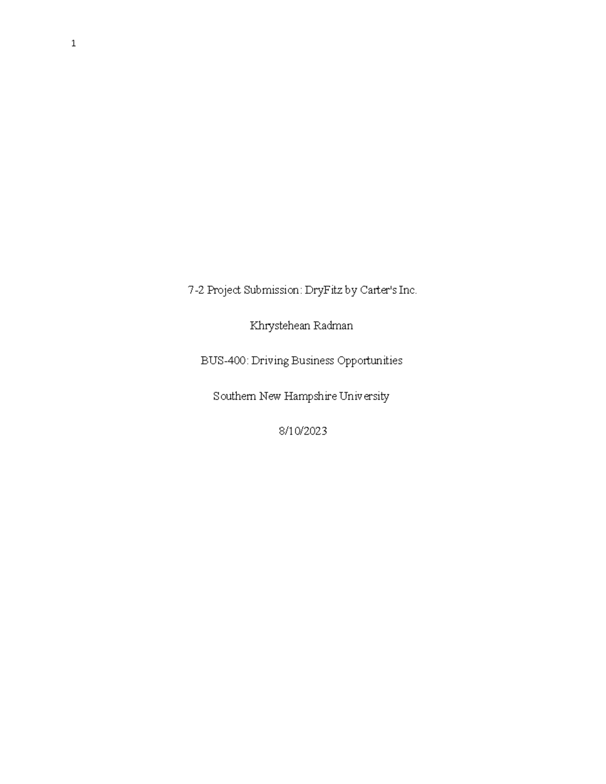 BUS-400 Module Seven Final Project - 7-2 Project Submission: DryFitz by ...