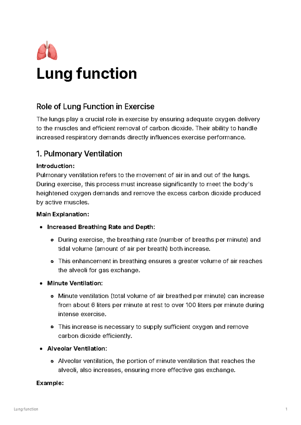Lung function - exercise - 🫁 Lung function Role of Lung Function in ...