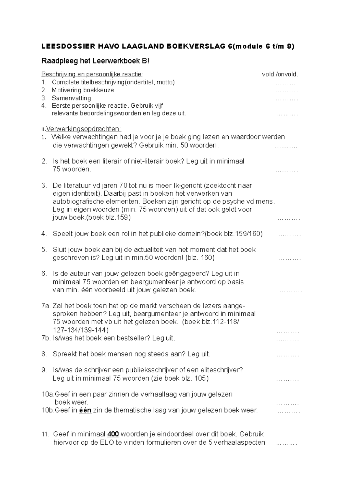 Leesdossier havo Laagland - Boek 6 - LEESDOSSIER HAVO LAAGLAND ...