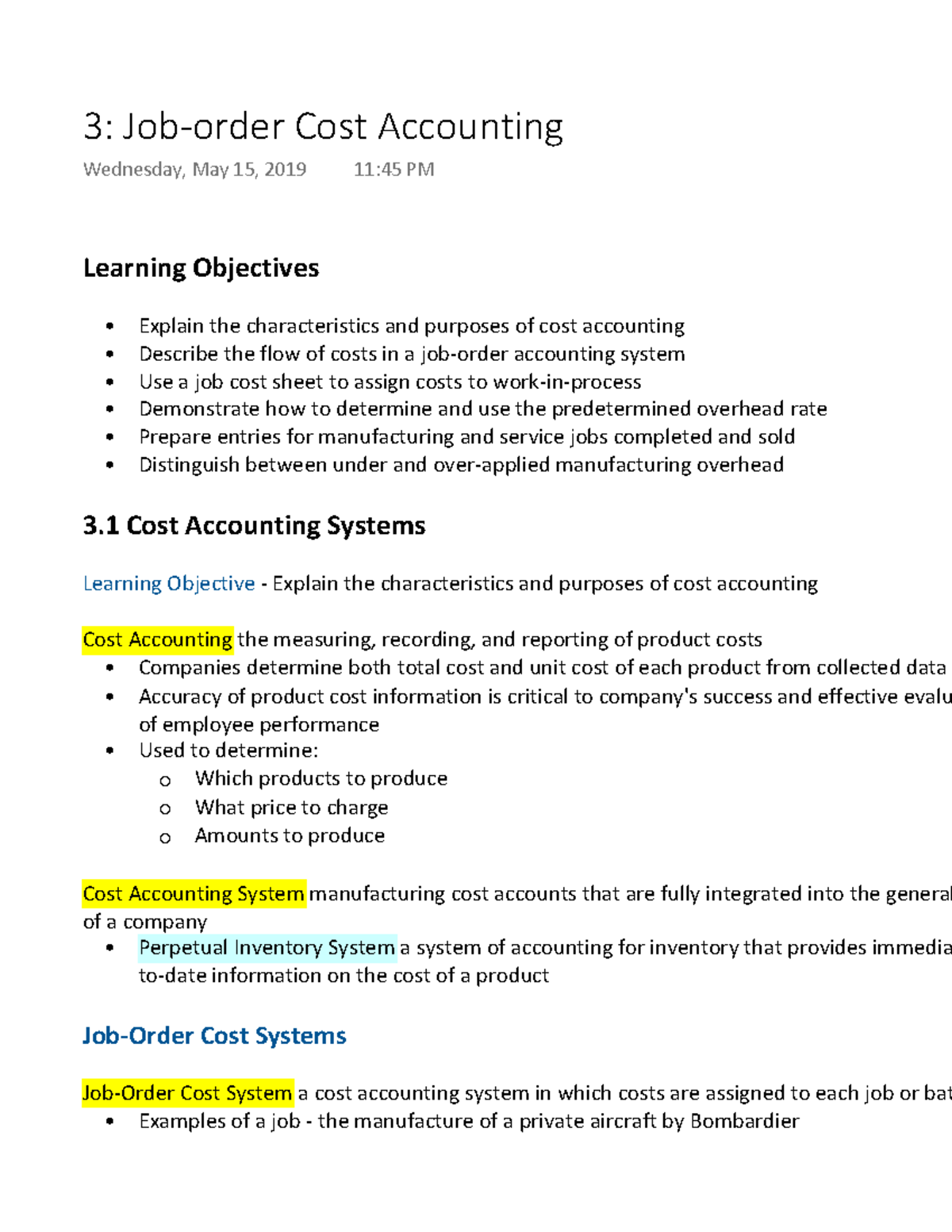3 - Job-order Cost Accounting - Warning: TT: undefined function: 32 Learning Objectives Explain ...
