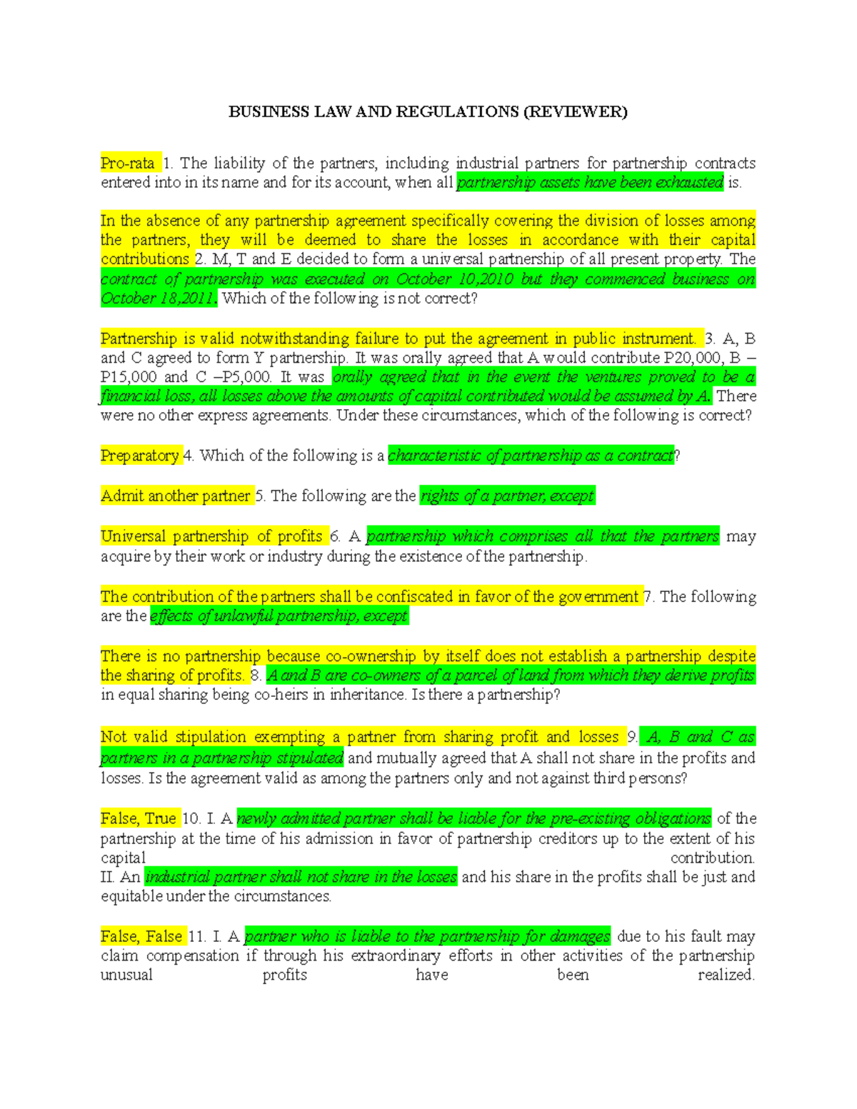 Law on Obligations and Contracts - BUSINESS LAW AND REGULATIONS ...