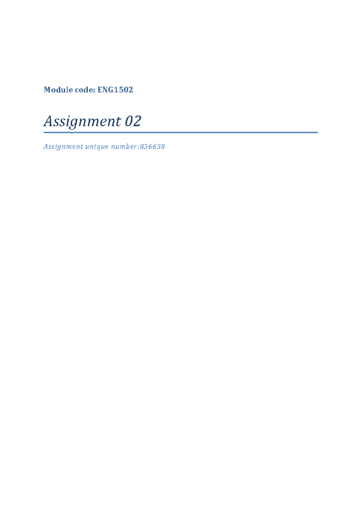 Assignment 02 - Module code: ENG Assignment Assignment unique number: Question 1 African ...
