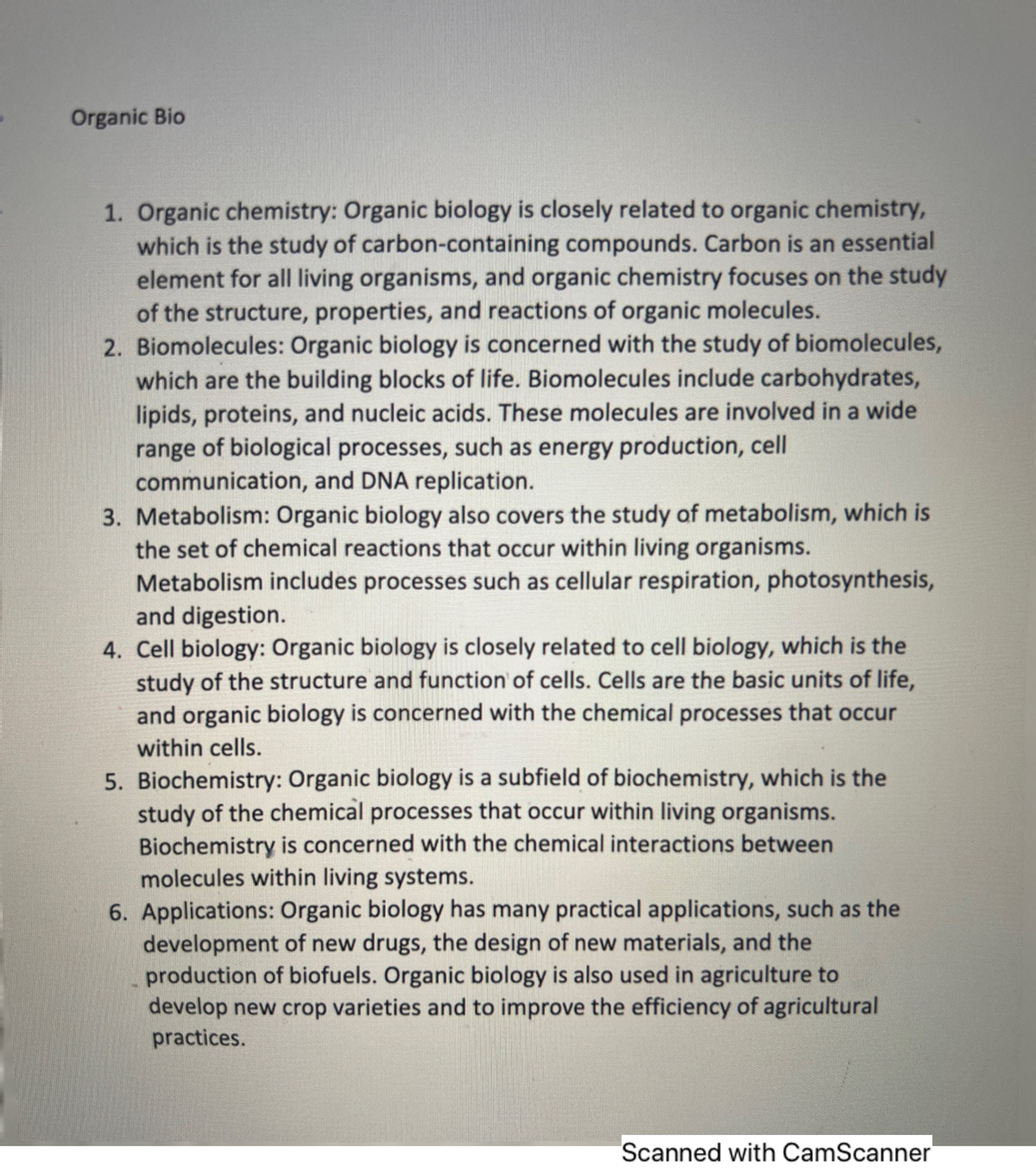 Organic bio - Studocu