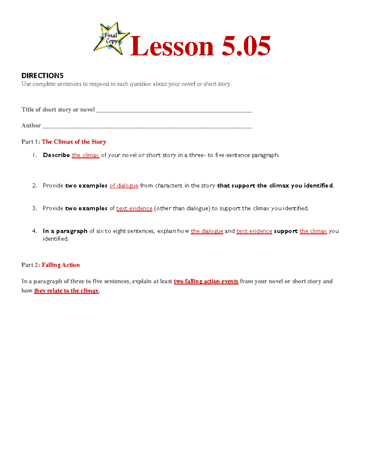 505Workfile - N/a - Lesson 5. DIRECTIONS Use complete sentences to ...