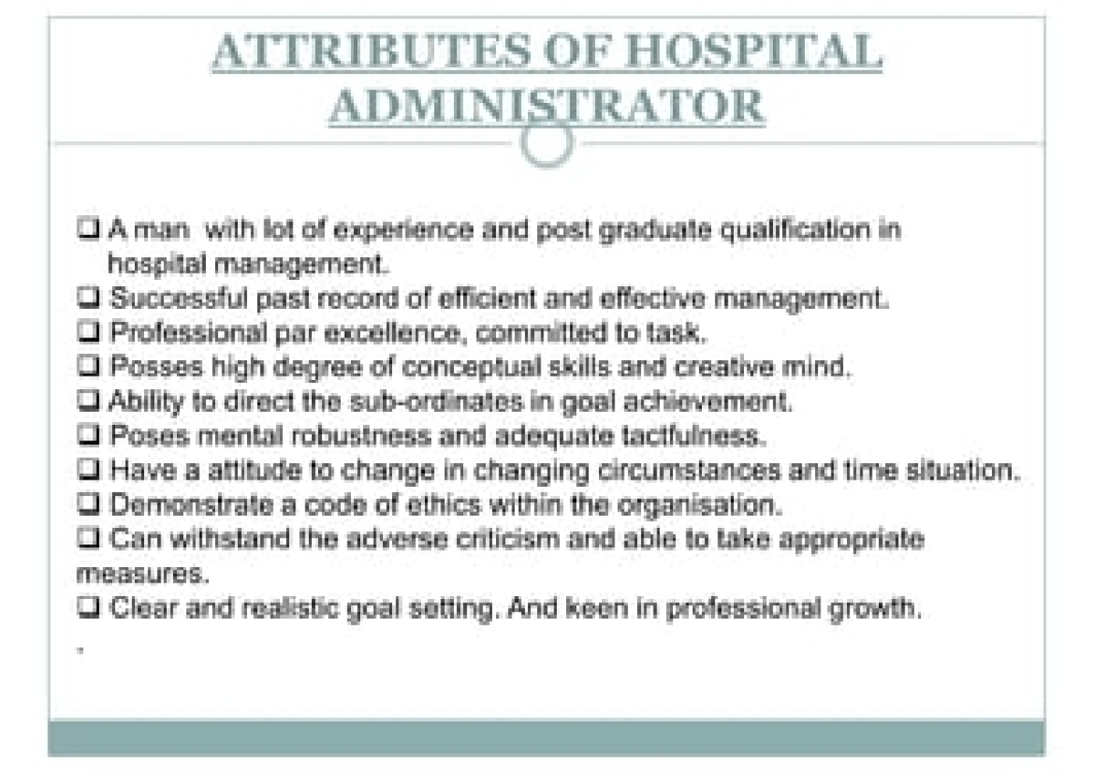 Hospital administration - masters in hospital administration - Studocu