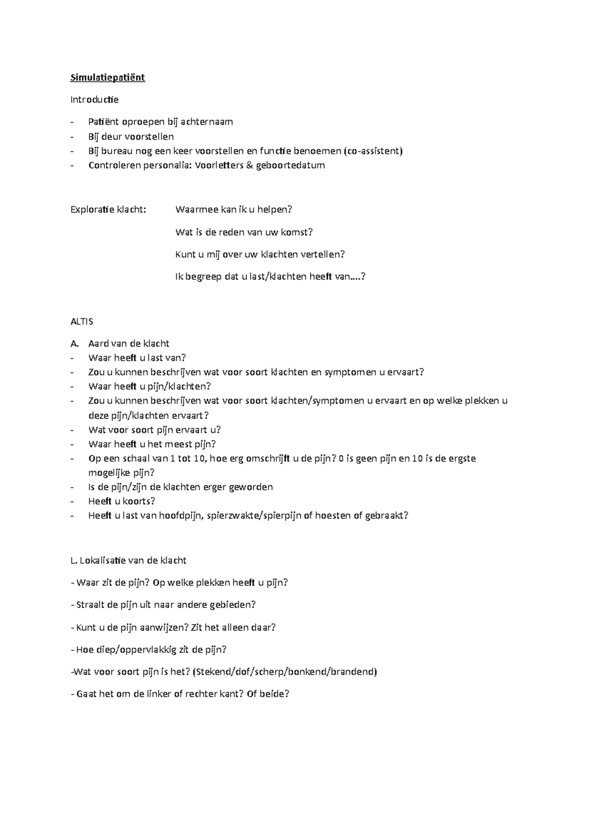 Altis en Bafov - Simulatiepatiënt Introductie Patiënt oproepen bij ...