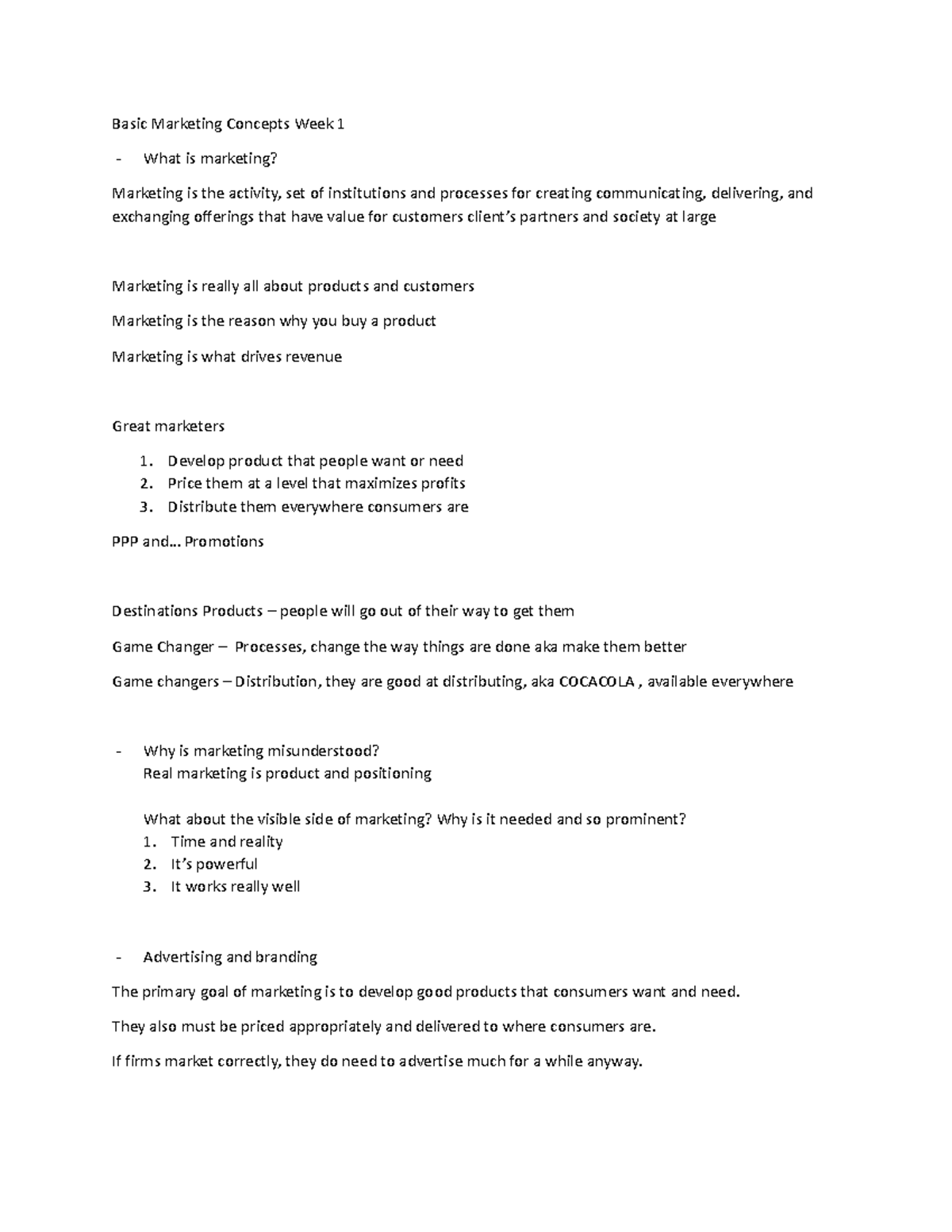 Basic Marketing Concepts Exam 1 - Basic Marketing Concepts Week 1 What ...