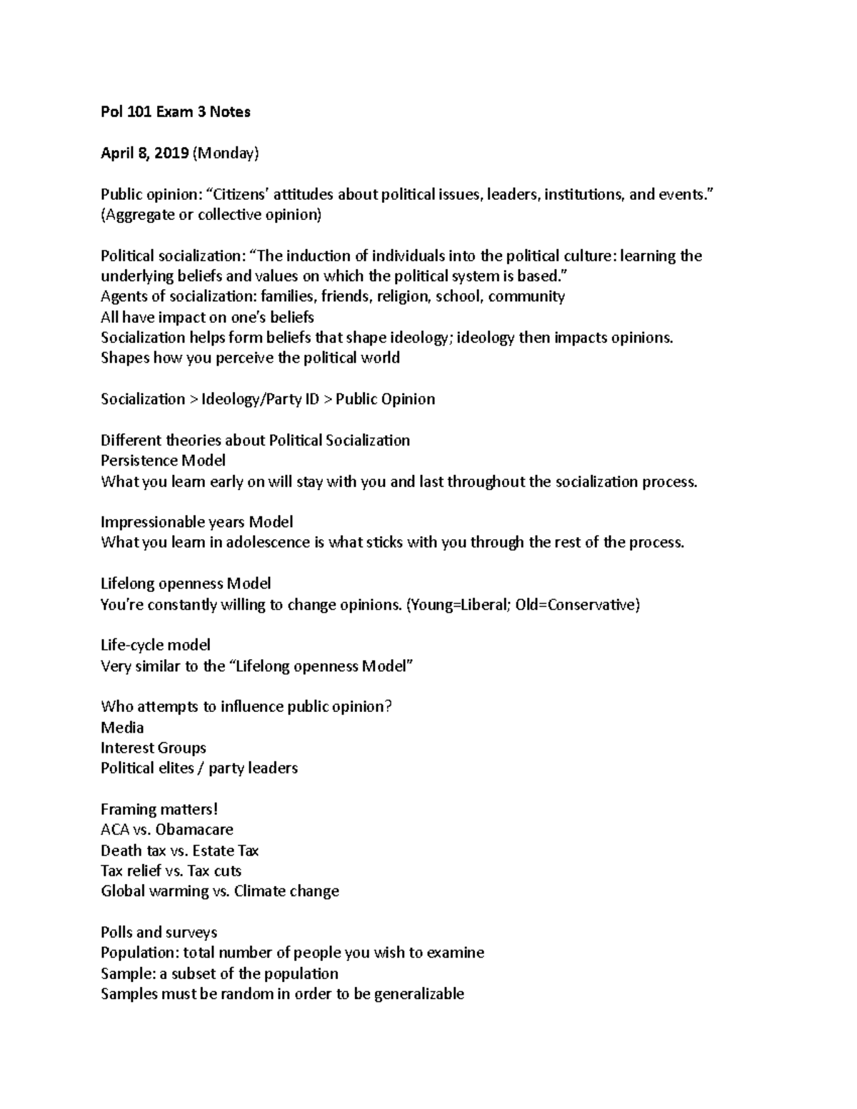 Pol 101 Exam 3 Notes - No additional information. - Pol 101 Exam 3 ...