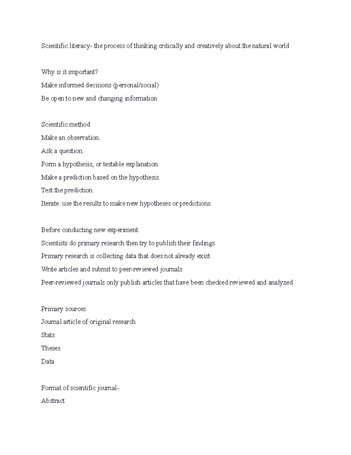 Research Sources - Scientific literacy- the process of thinking ...