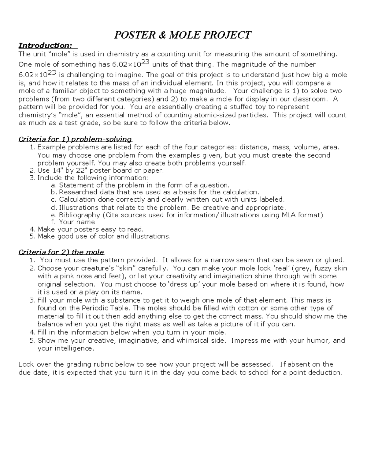 Q3 RRCA Mole Project-2 - ur mom - POSTER & MOLE PROJECT Introduction ...