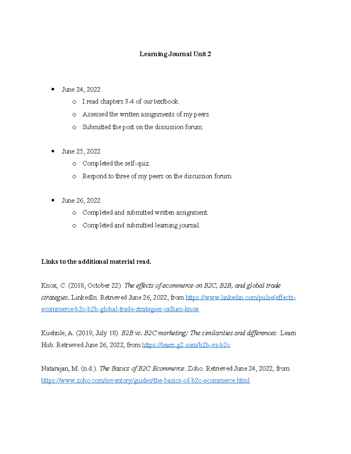 BUS2202 Learning Journal Unit 2 - Learning Journal Unit 2 June 24, 2022 ...