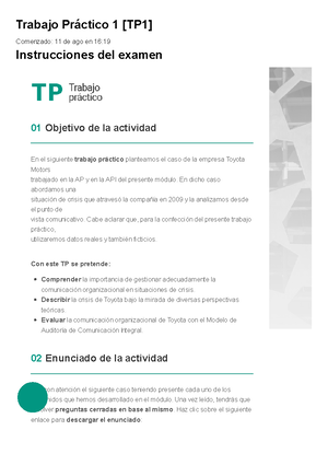 Examen Trabajo Práctico 1 [TP1] 95% - Trabajo Práctico 1 [TP1] Comenzado: 24 de oct en 22: - Studocu