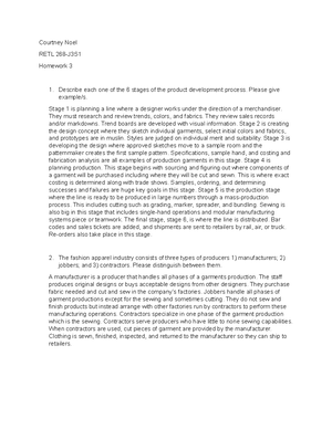 Principles of Fashion Merchandising - Homework 4 - Courtney Noel RETL ...