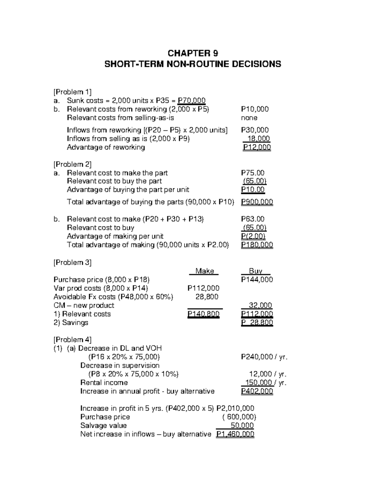 355649223 Ch09 Short term Non routine Decisions pdf - CHAPTER 9 SHORT ...