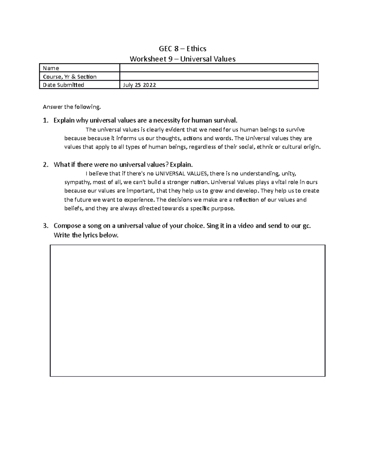 Gec 8 ws 9 summer - this for my study purposes - GEC 8 – Ethics ...