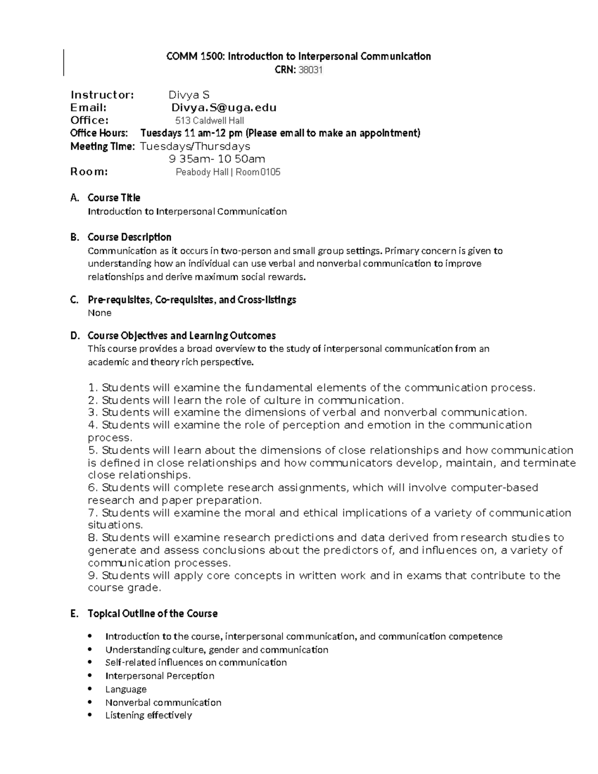 COMM 1500 notes - COMM 1500: Introduction to Interpersonal ...