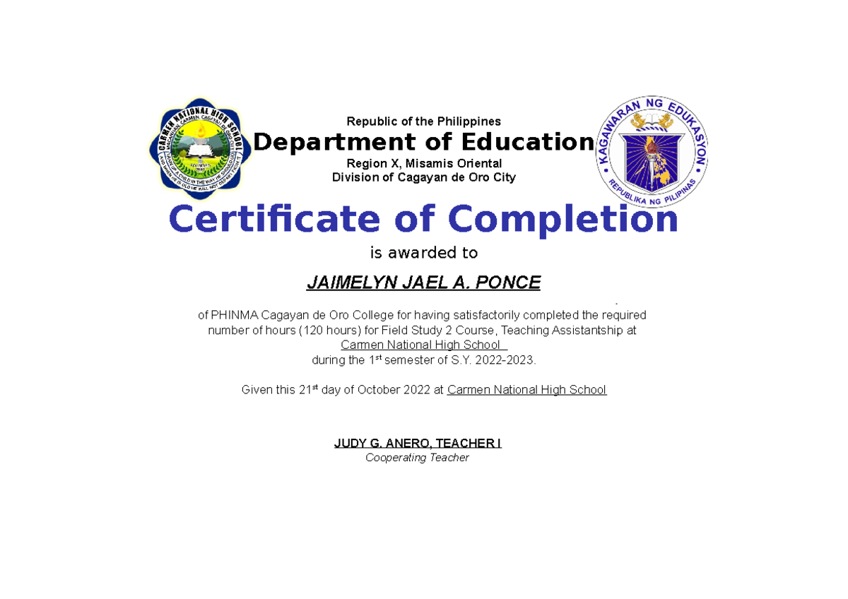 Ponce Certificates - i hope it will you this doc. - Republic of the ...