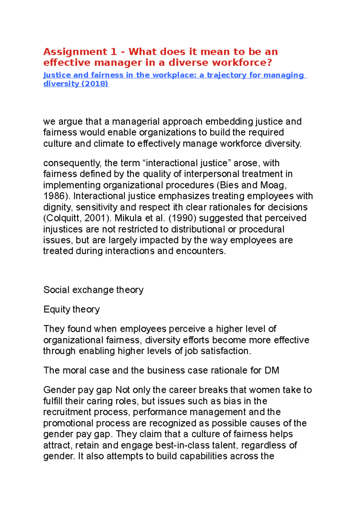 Assignment 1 notes - intro to management - Assignment 1 - What does it ...