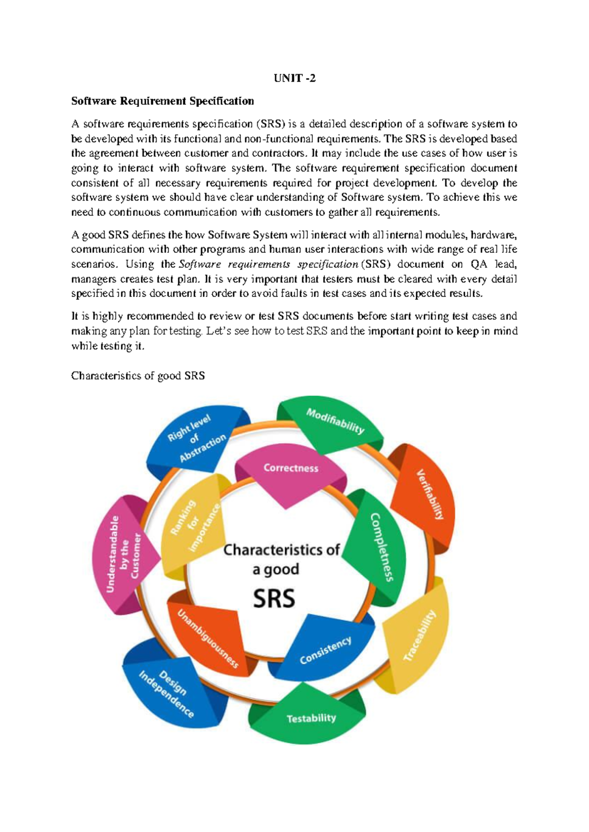 Demo project - UNIT - 2 Software Requirement Specification A software ...