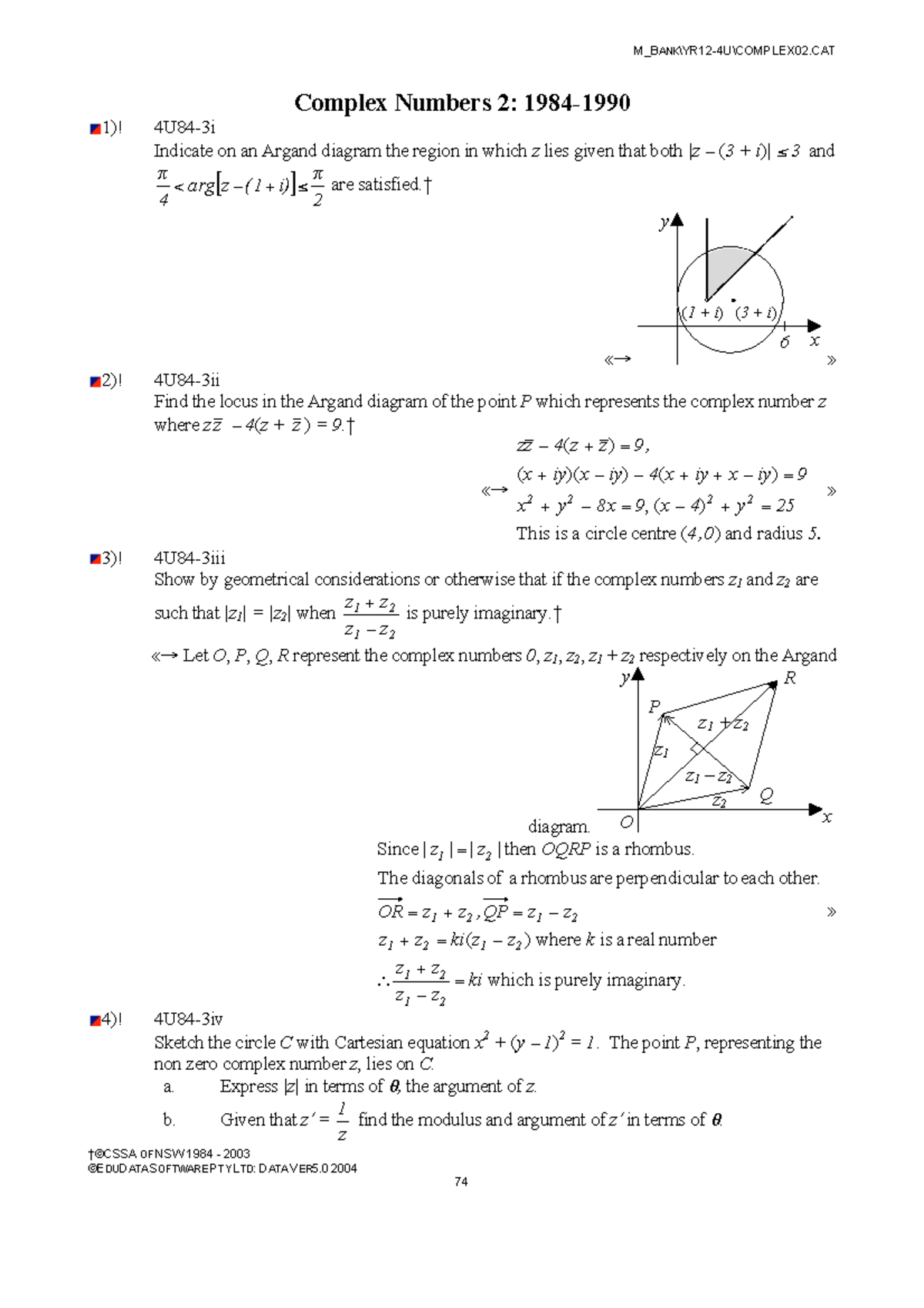 3 - cssa complex no. solution - †©CSSA OF NSW 1984 - 2003 ©EDUDATA ...