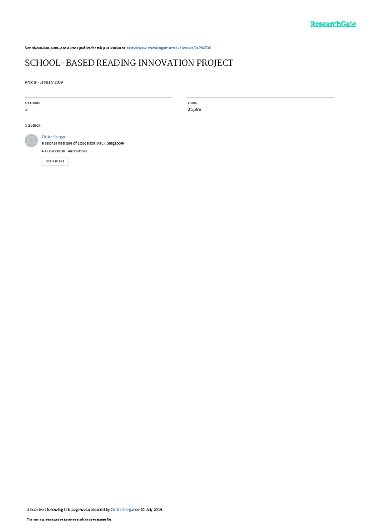 School- Based Reading Innovation Project - See discussions, stats, and ...