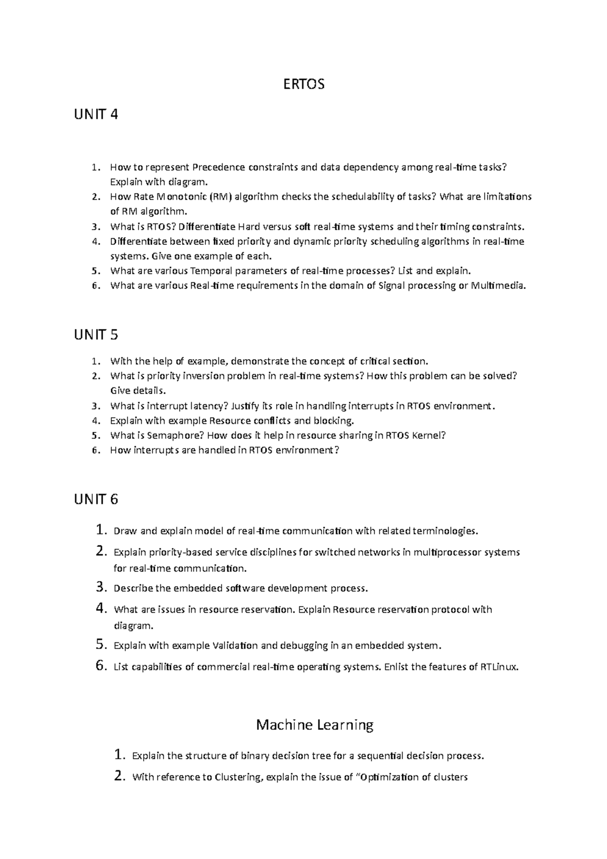 Endsem Questions - ERTOS UNIT 4 How to represent Precedence constraints and data dependency ...