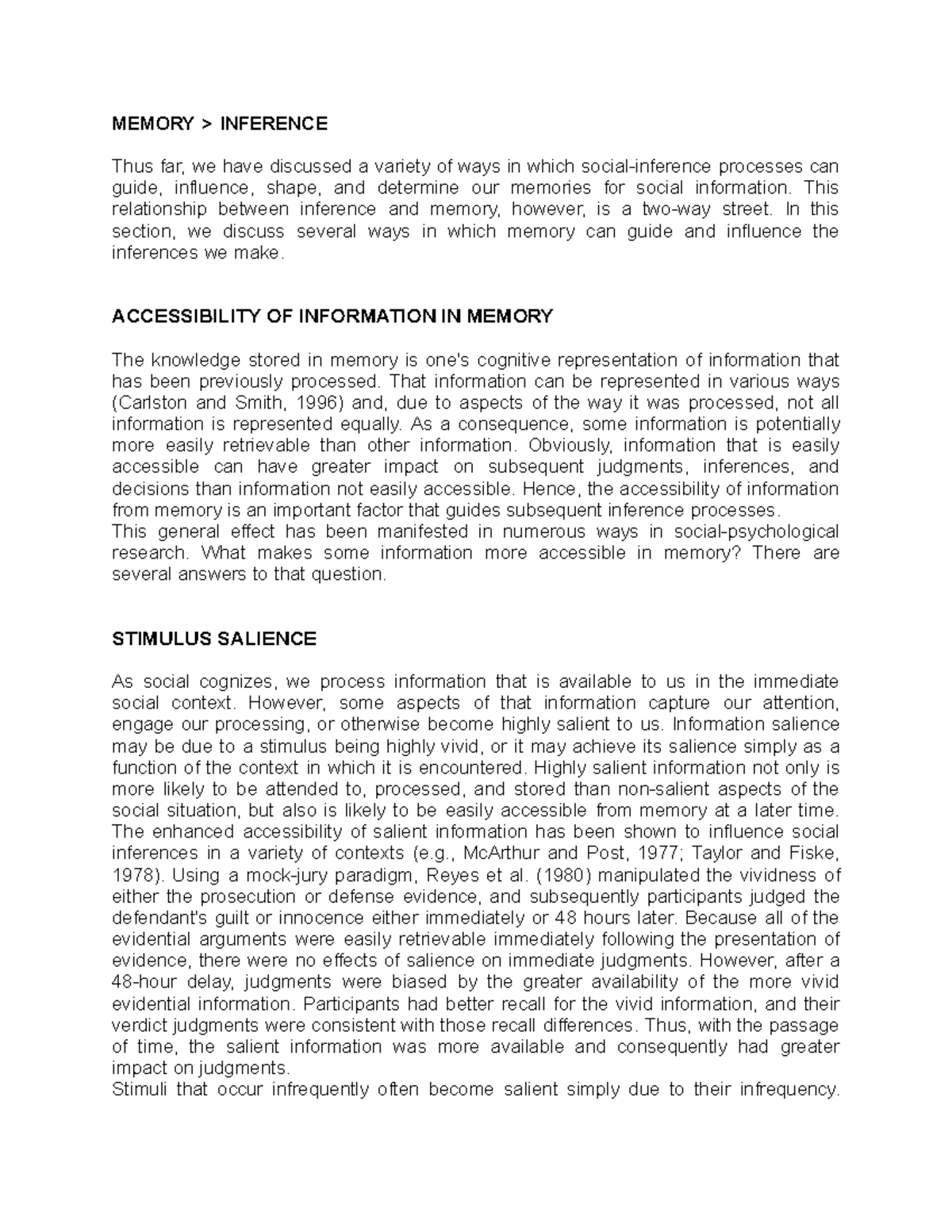 Memory Inference - MEMORY > INFERENCE Thus far, we have discussed a ...