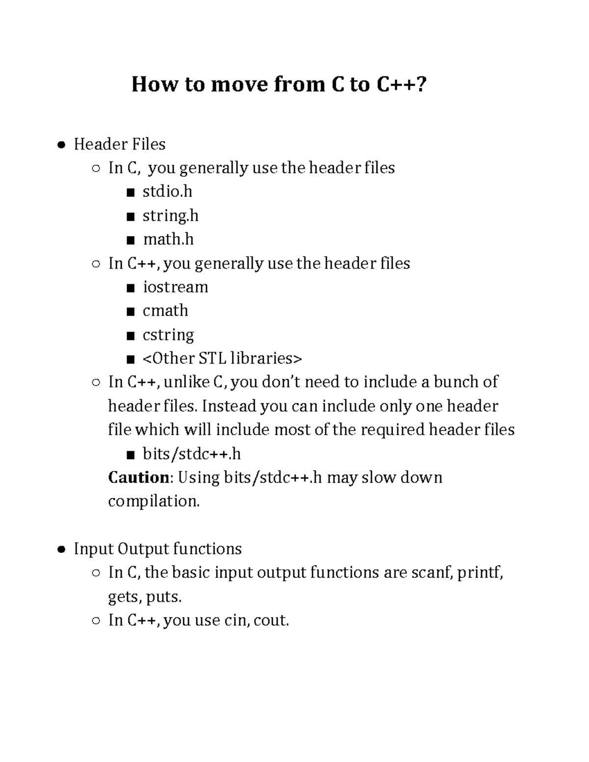 C to Cpp - Book - How to move from C to C++? Header Files In C, you ...