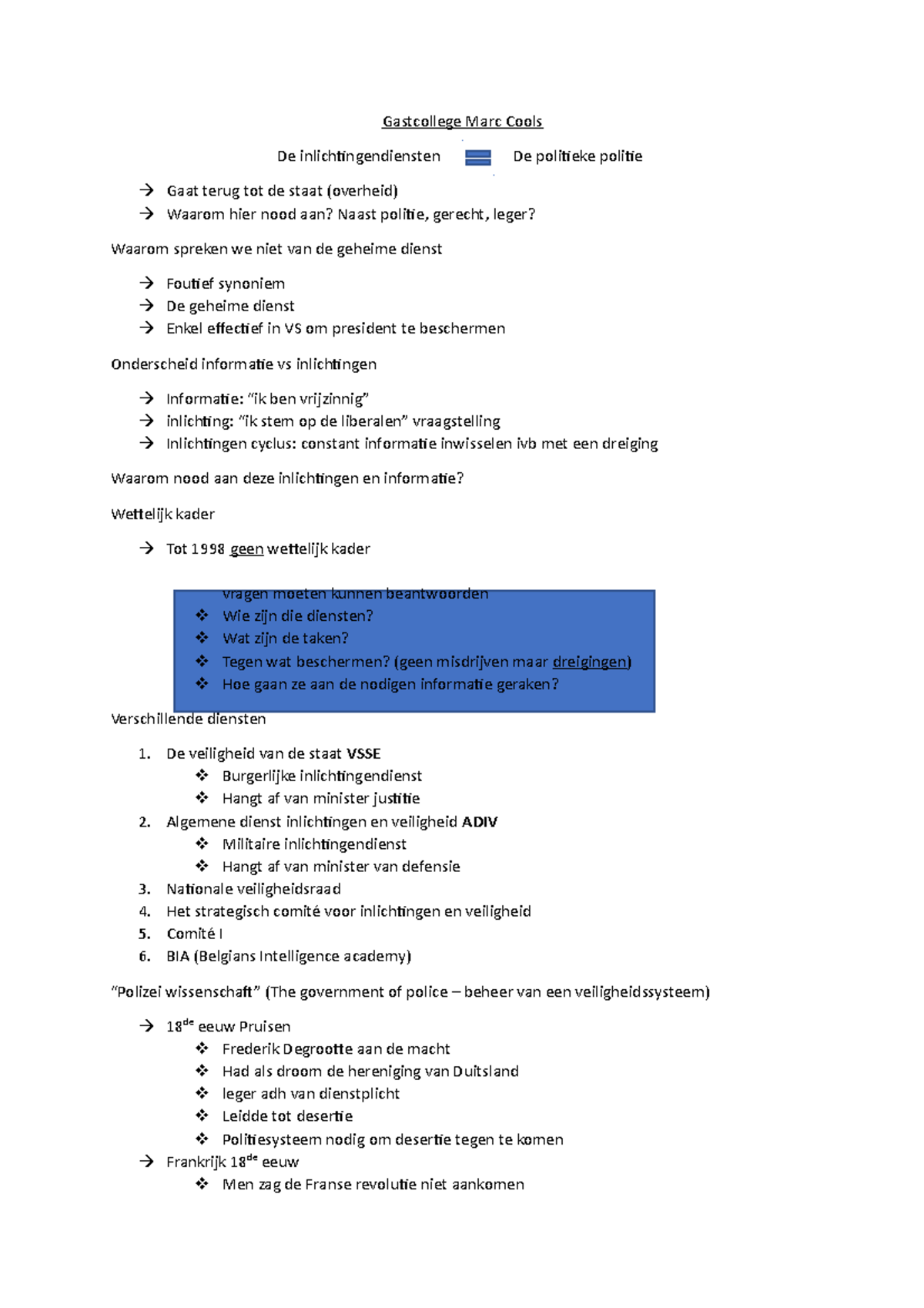 Gastcollege Marc Cools - .. Veiligheid van de staat Sûreté l’état ...