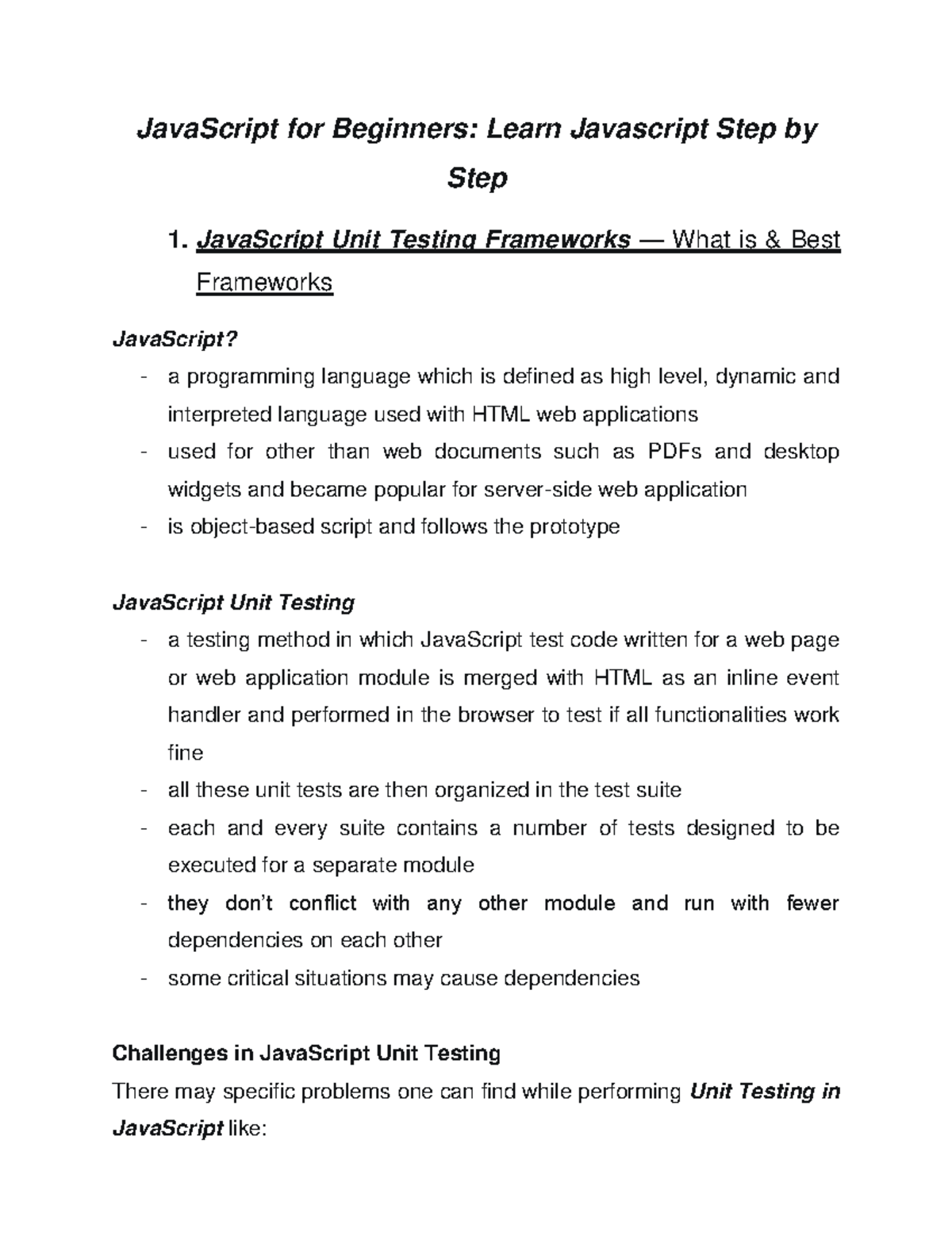Java Script Unit Testing Frameworks And Type Script Javascript For 1146