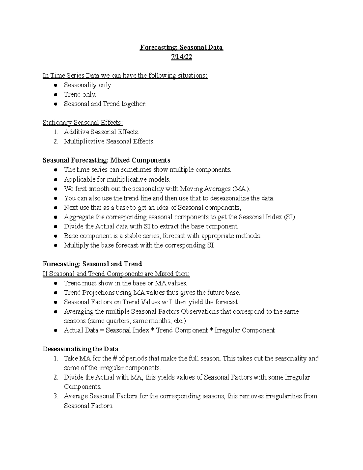 Forecasting Seasonal Data Notes - Forecasting: Seasonal Data 7/14/ In ...