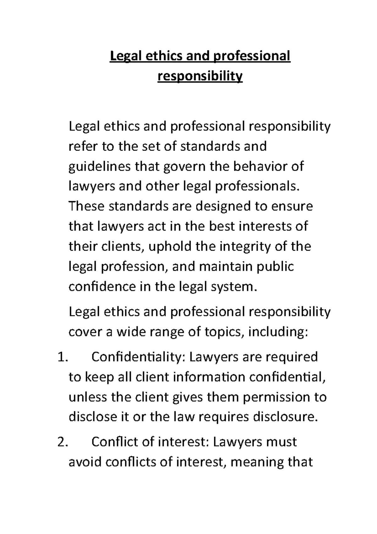 Legal ethics and professional responsibility - Legal ethics and ...