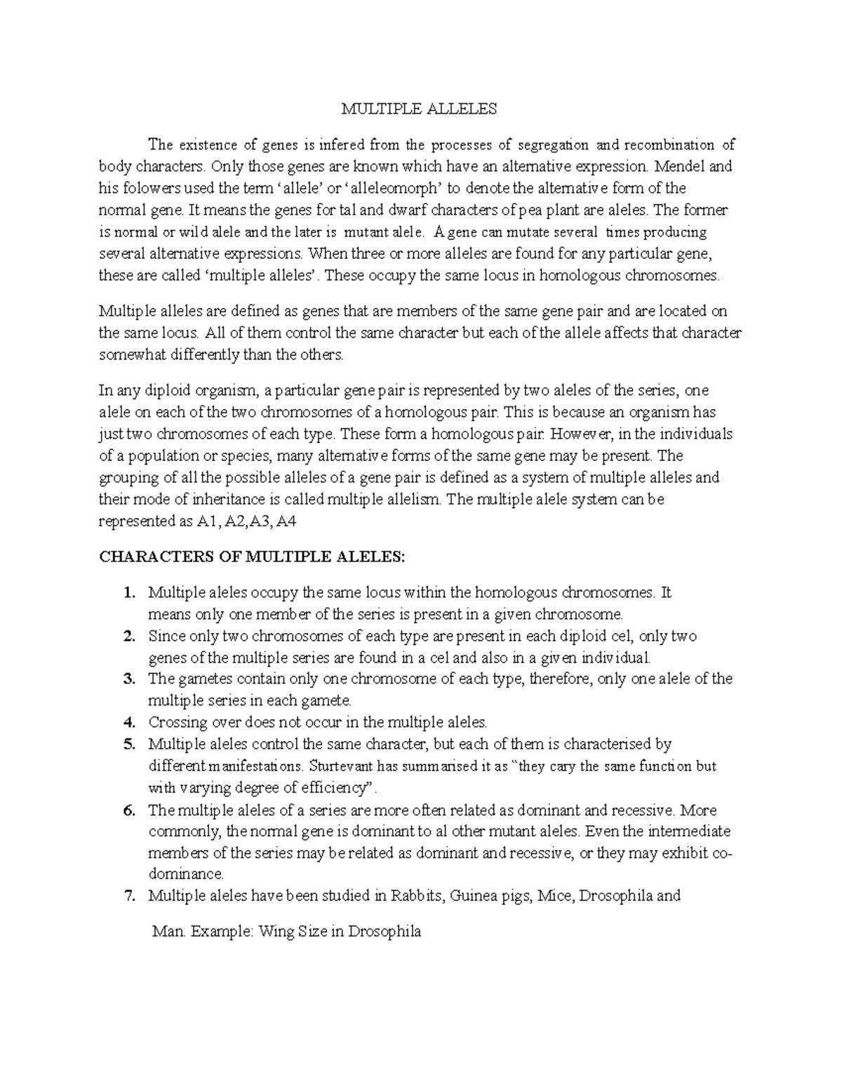 Multiple Alleles - Microbes: Physiology and Genetics - SGBAU - Studocu