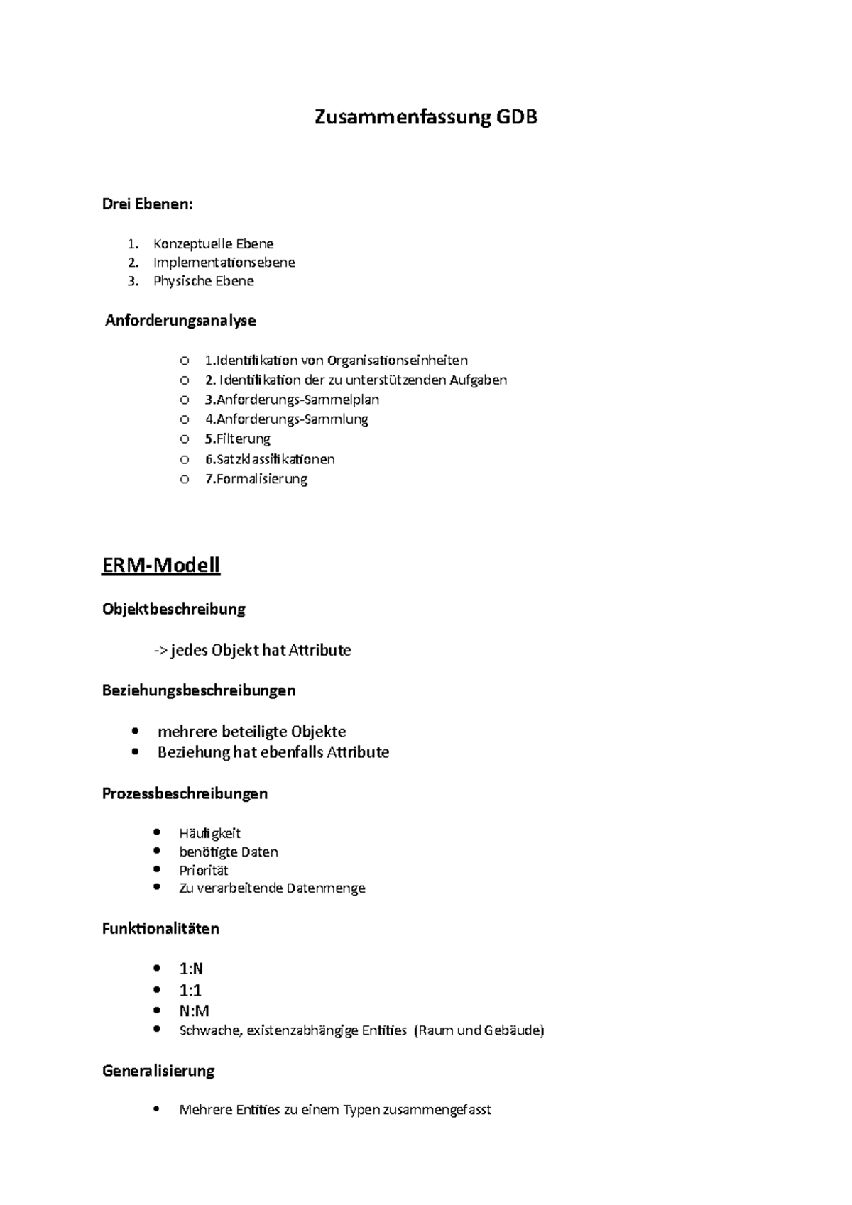 Zusammenfassung GDB - Zusammenfassung GDB Drei Ebenen: Konzeptuelle ...