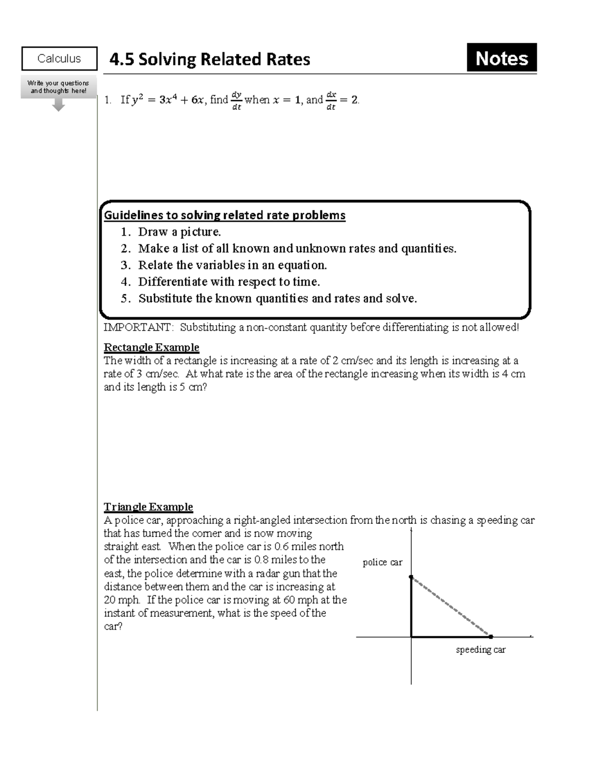 Calc 4 - practice - 1. If 𝑦 ଶ ൌ 3 𝑥 ସ ൅ 6 𝑥, find ௗ௬ ௗ௧ when 𝑥 ൌ 1 ...