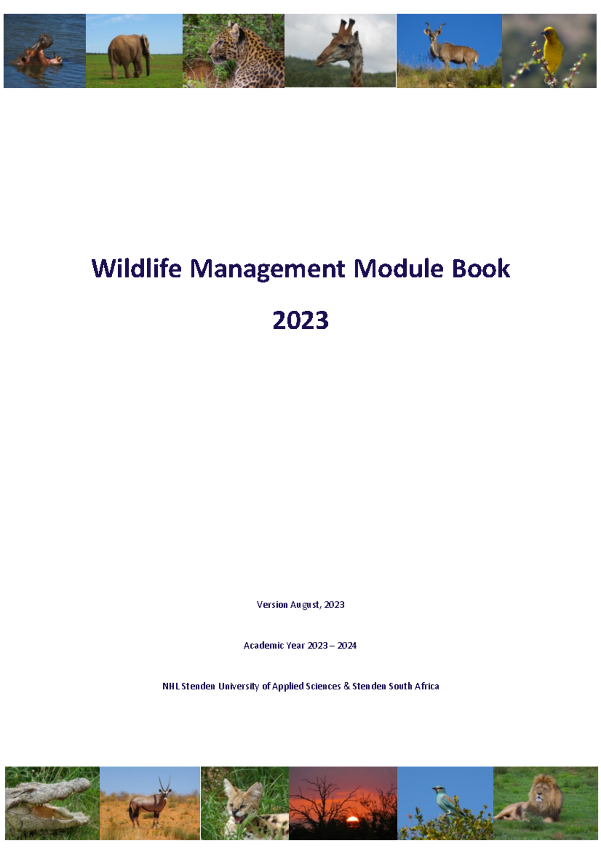 Module Book - Wildlife Management 2023 Module 3 - Wildlife Management ...
