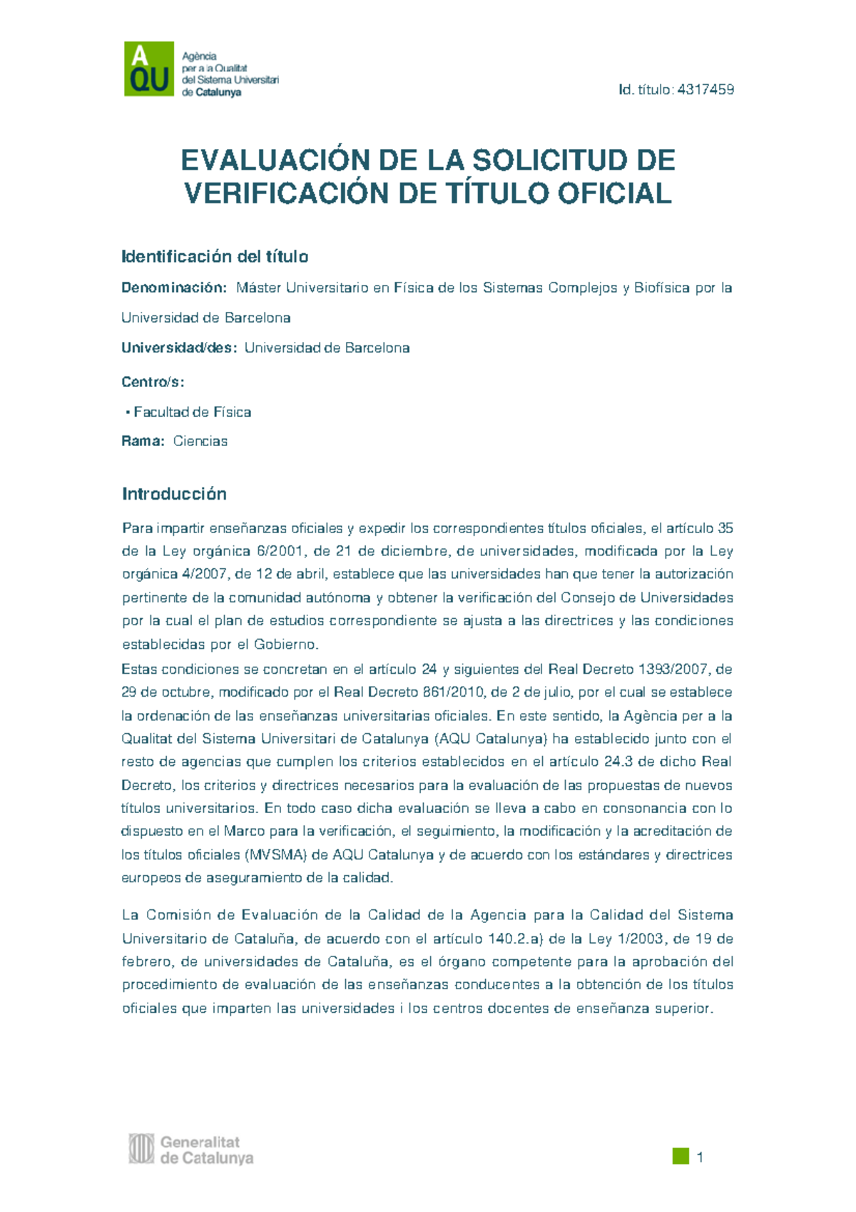 Master Universitario en Física de los Sistemas Complejos y Biofísica ...