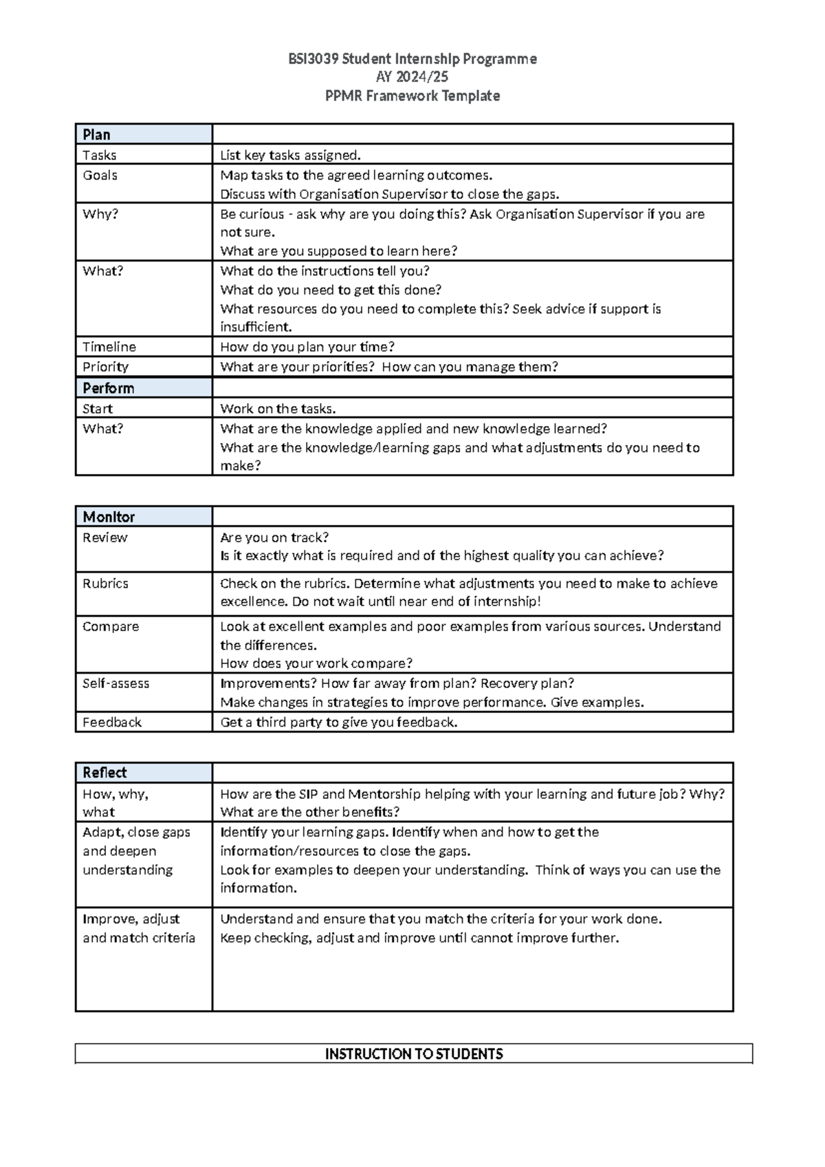 SIP PPMR Template Apr2024 - BSI3039 Student Internship Programme AY ...